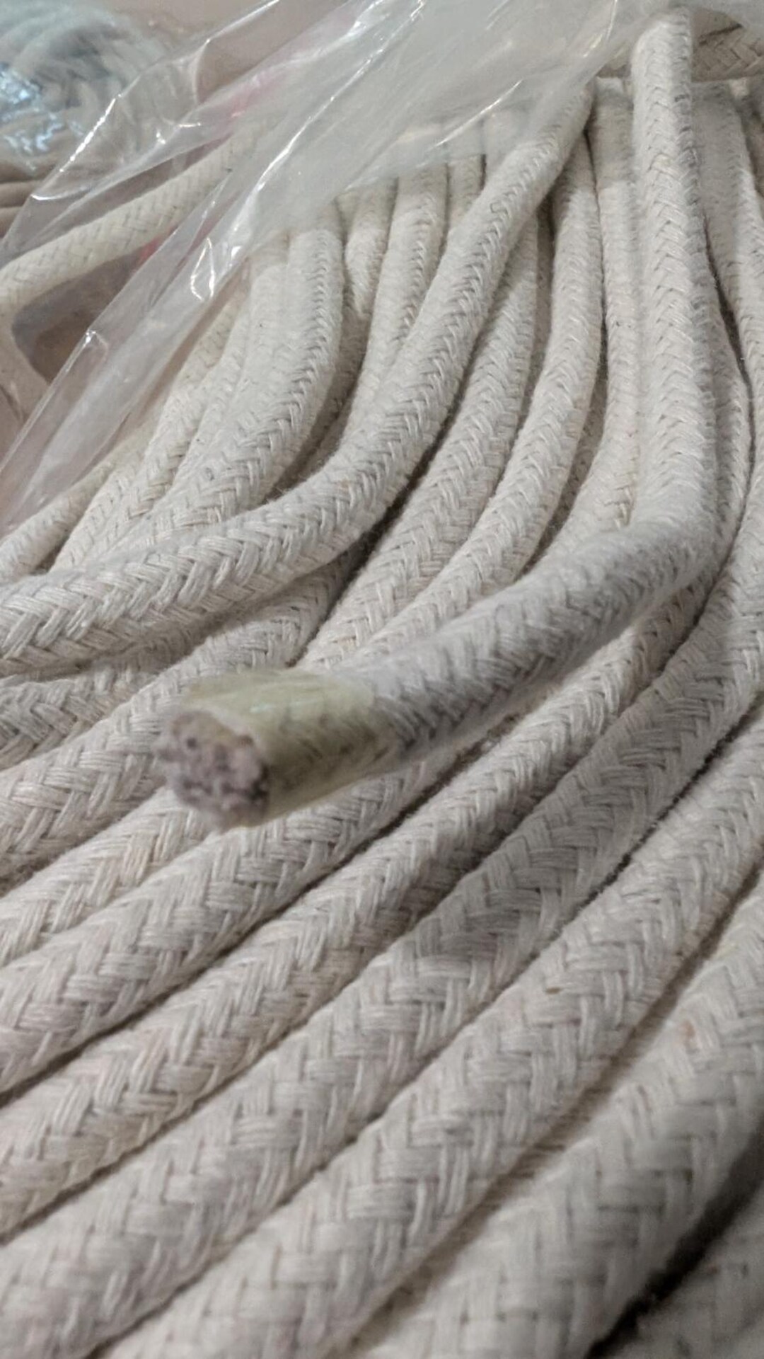 Natural Color Cotton Rope 6mm Braided, for Sewing, Baskets, Coasters ...