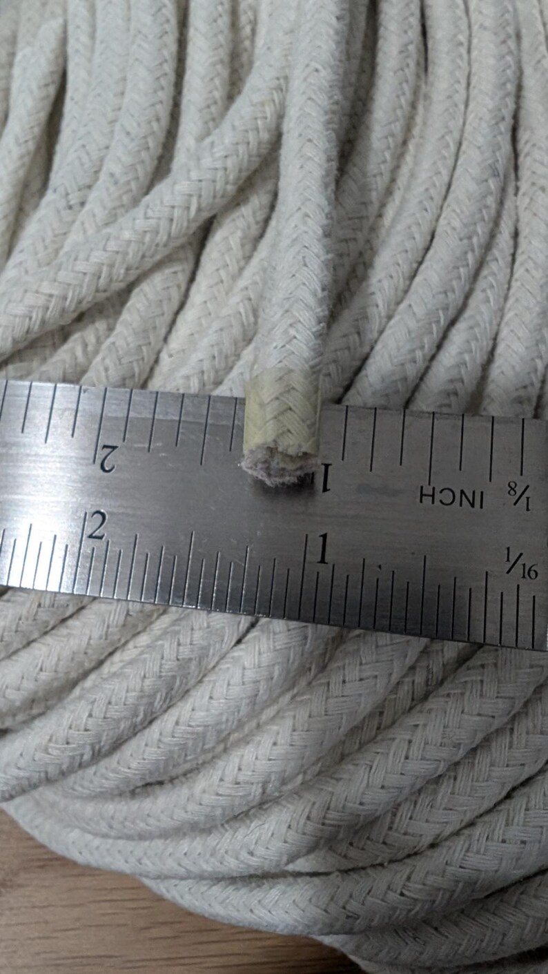 Natural Color Cotton Rope 6mm Braided, for Sewing, Baskets, Coasters ...
