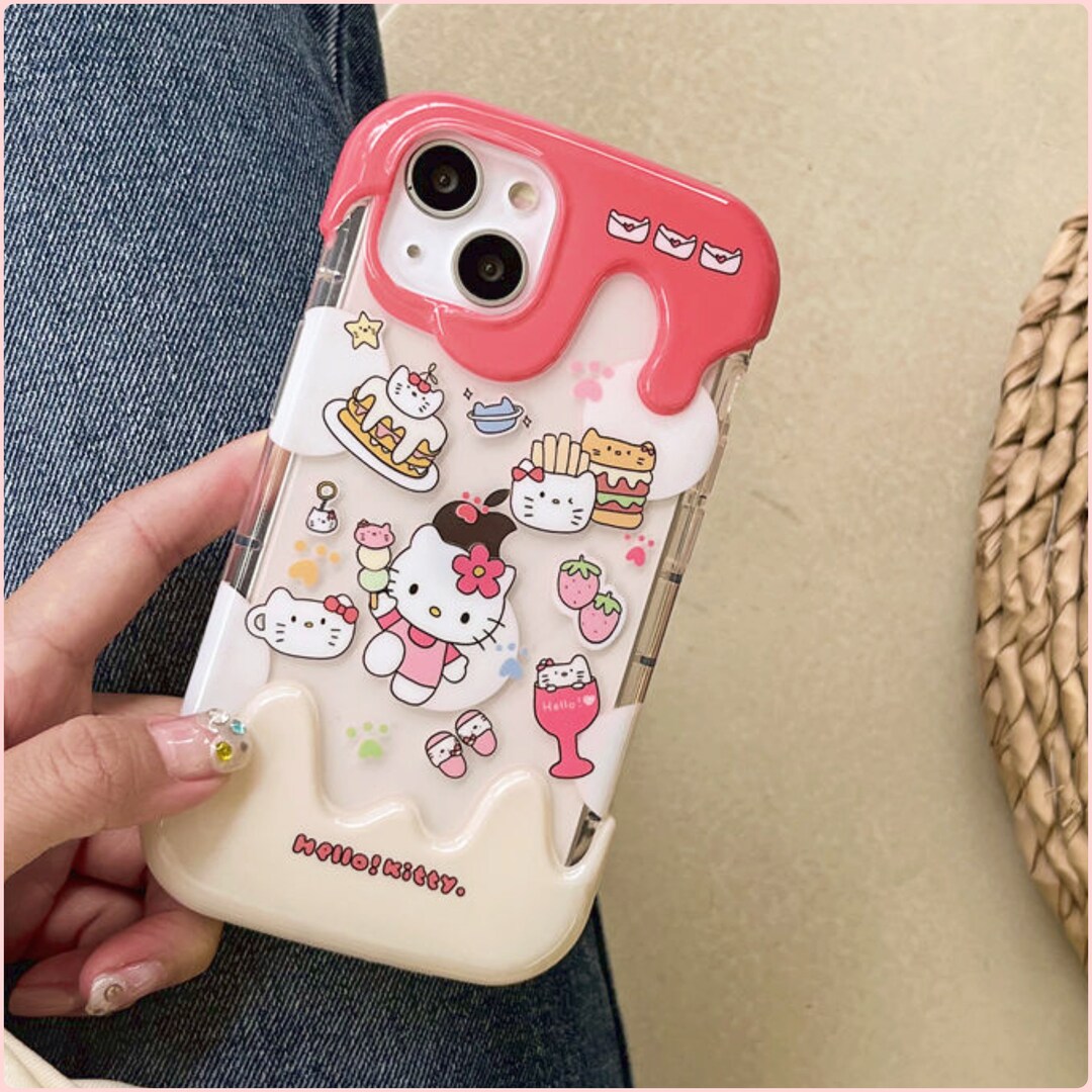 Cartoon Cream Cute Kawaii Couple Hello Kitty Pink Cat Girl - Etsy