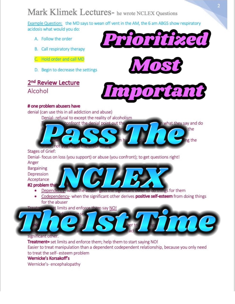 New Gen Crammed RN NCLEX! Mark Klemicks Study Guide to PASS Prioritized ...