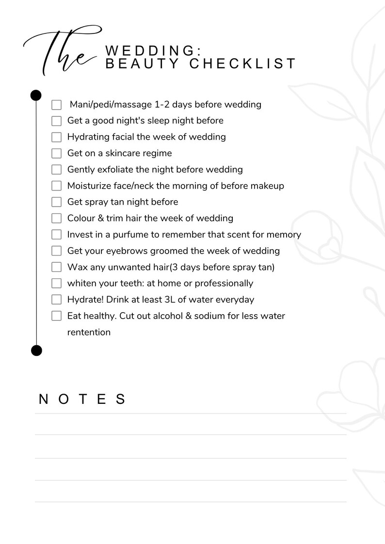 Wedding Beauty Checklist - Etsy