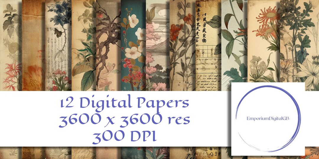 Vintage Japanese Digital Paper, Background, Asian Pattern, Old Japan ...