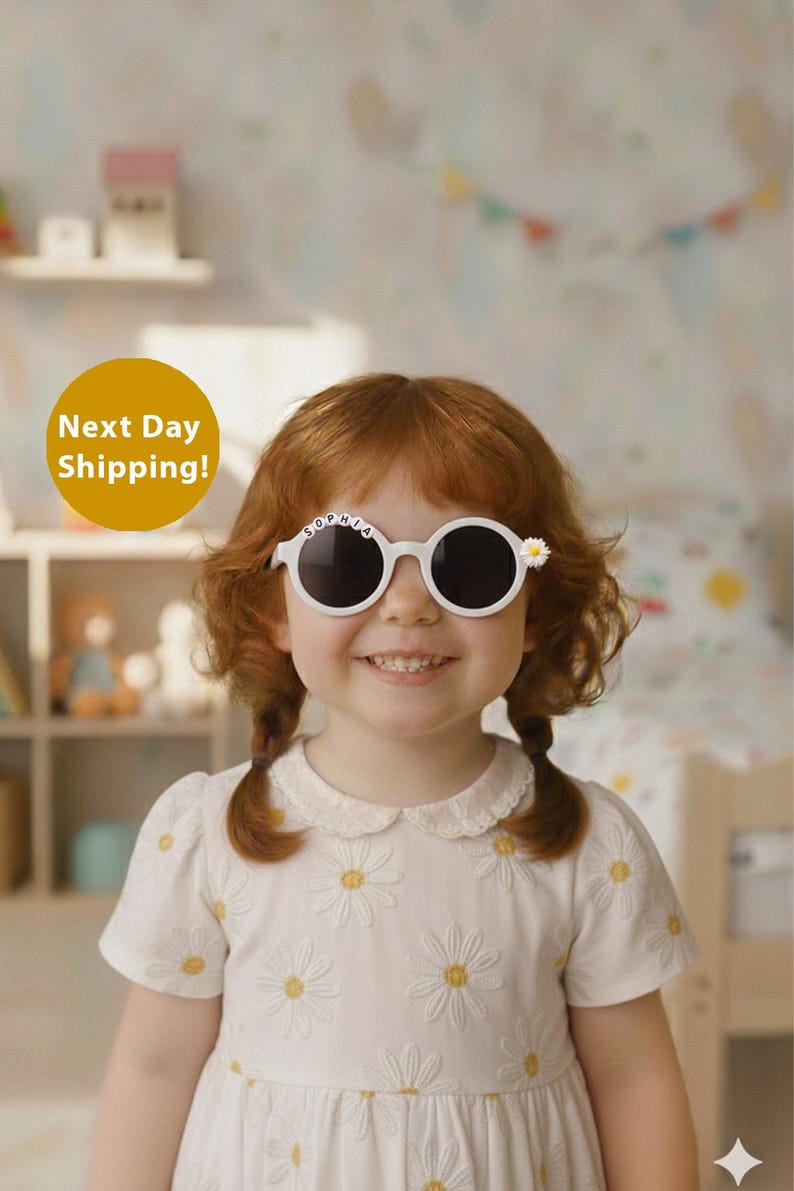 Floral Daisy Girls Personalized Name Sunglasses | Toddler Gift | Kids ...