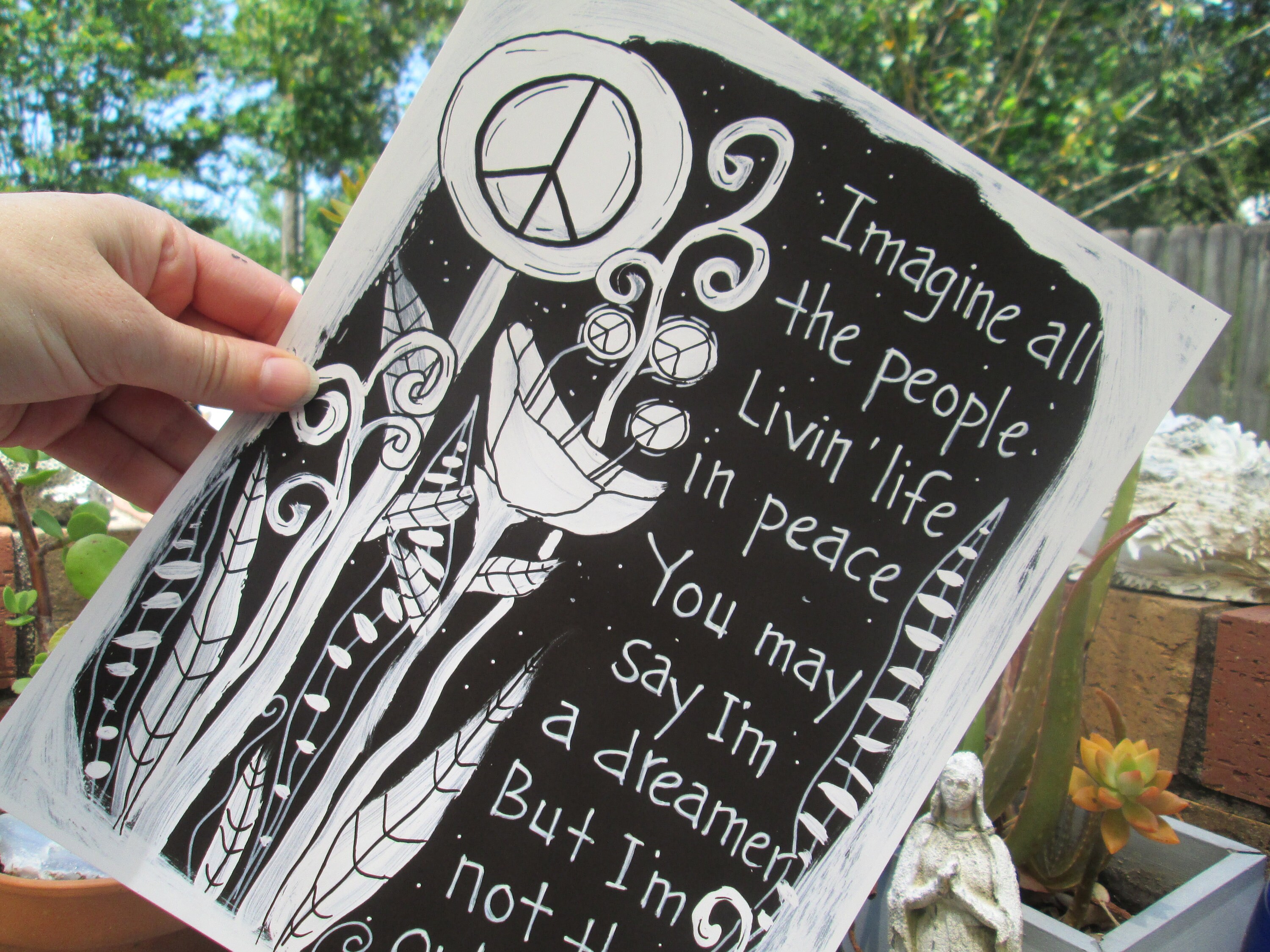 Imagine Song Lyrics 11 X 8.5 Art Print on Paper, Imagine All the People ...