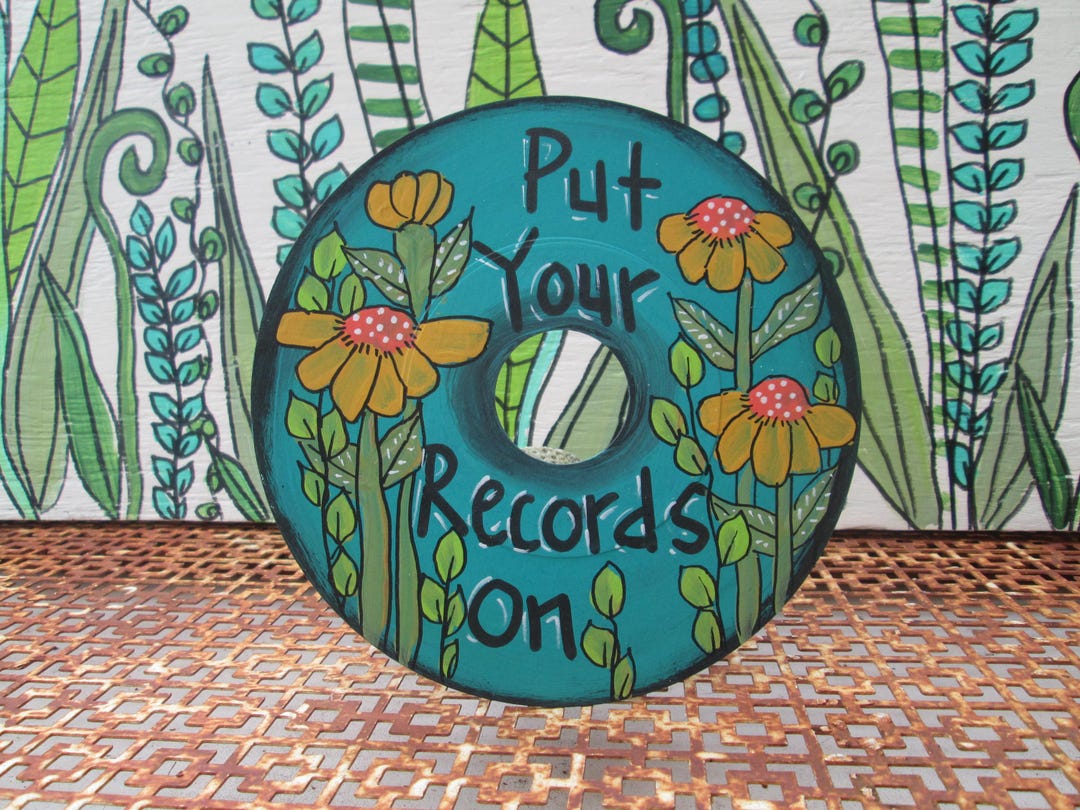 Put Your Records on Hand-painted Upcycled 45 Record Painted 7 Vinyl ...