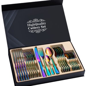 24 Piece Cutlery Set in Box - Etsy