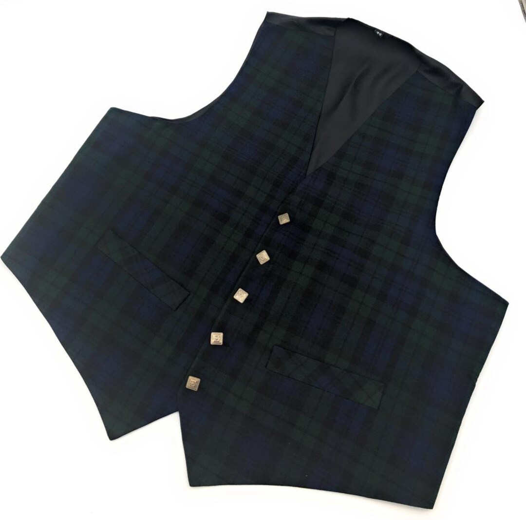 Scottish Heritage Elegance: Gents Black Watch Tartan Waistcoat - Etsy