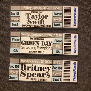 Concert Ticket Souvenir Hard 3D Printed Commemorative Gift - Etsy