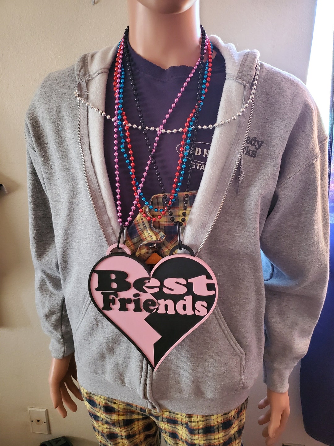 Giant Best Friends Necklace 3d Printed and Personalizable in Pink and ...