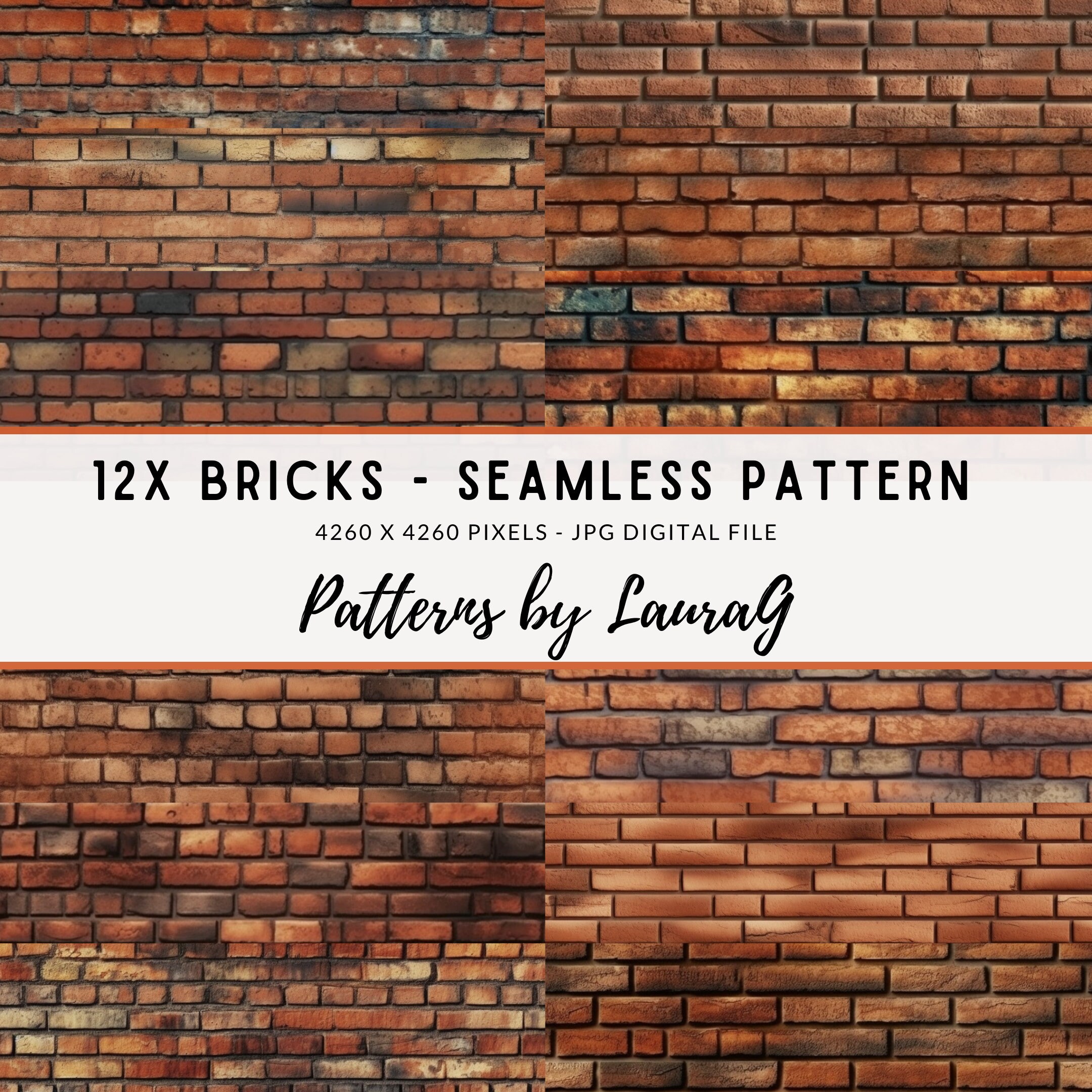 Seamless Pattern Brick Realistic, Material Print Digital Paper ...