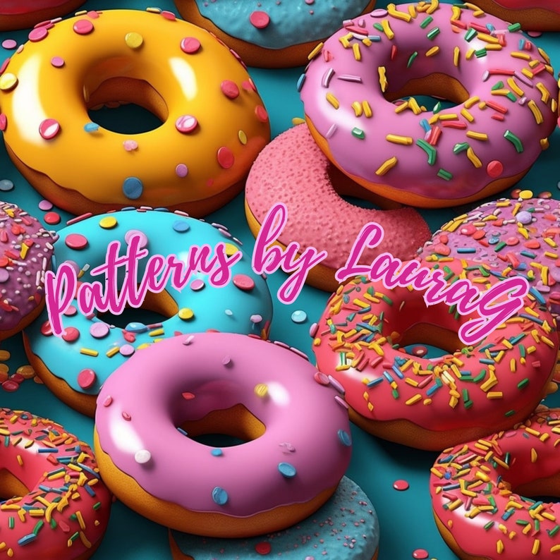 Realistic Donut Digital Paper, Seamless Pattern Donut Realistic, Donut ...