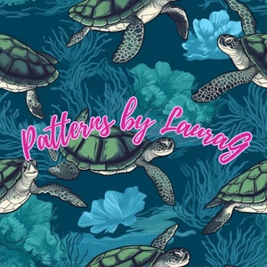 Seamless Pattern Seaturtle Painted, Sealife Digital Paper, Kids ...