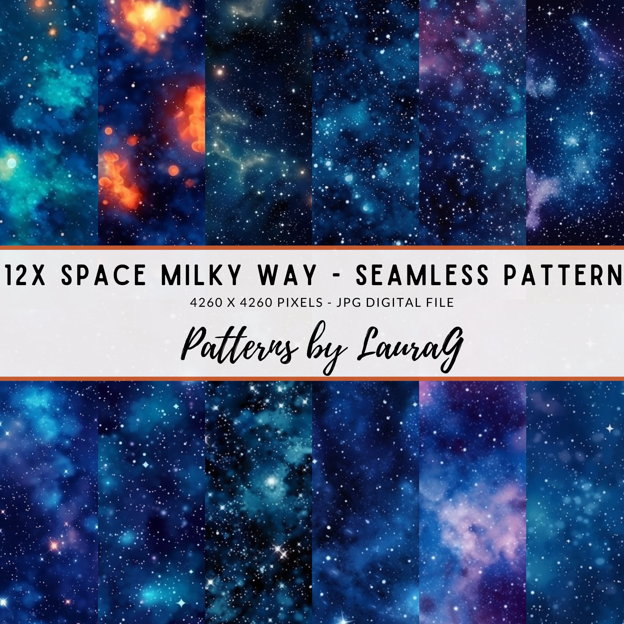 Milky Way Space Digital Paper, Seamless Pattern Space Milky Way ...