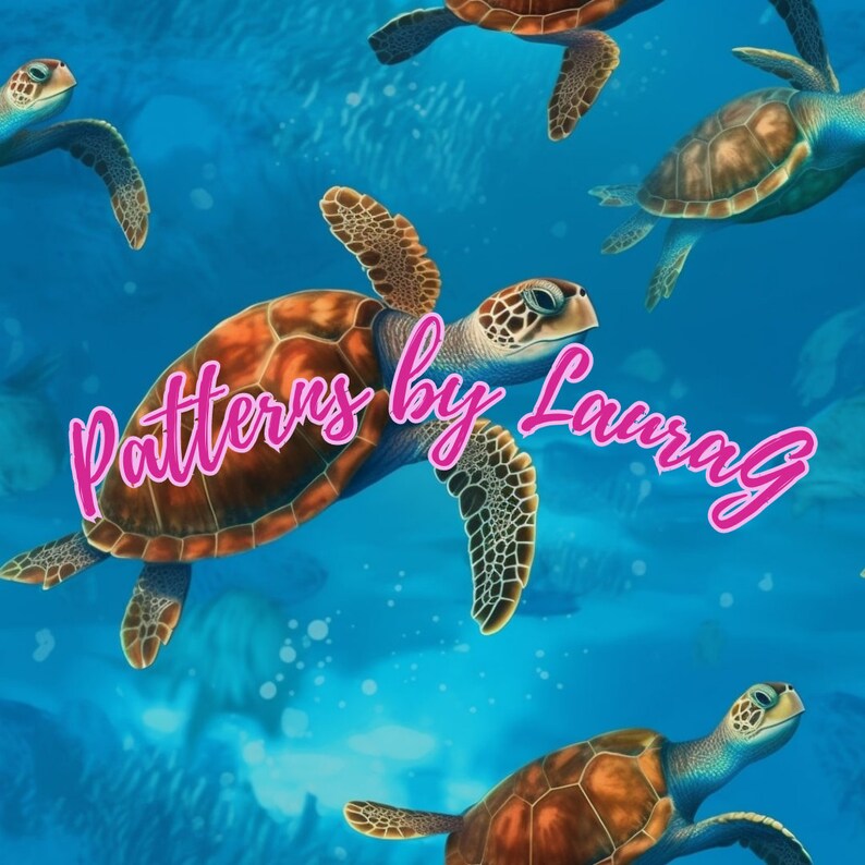 Sea Turtle Digital Paper, Seamless Pattern Tortoise Realistic, Animal ...