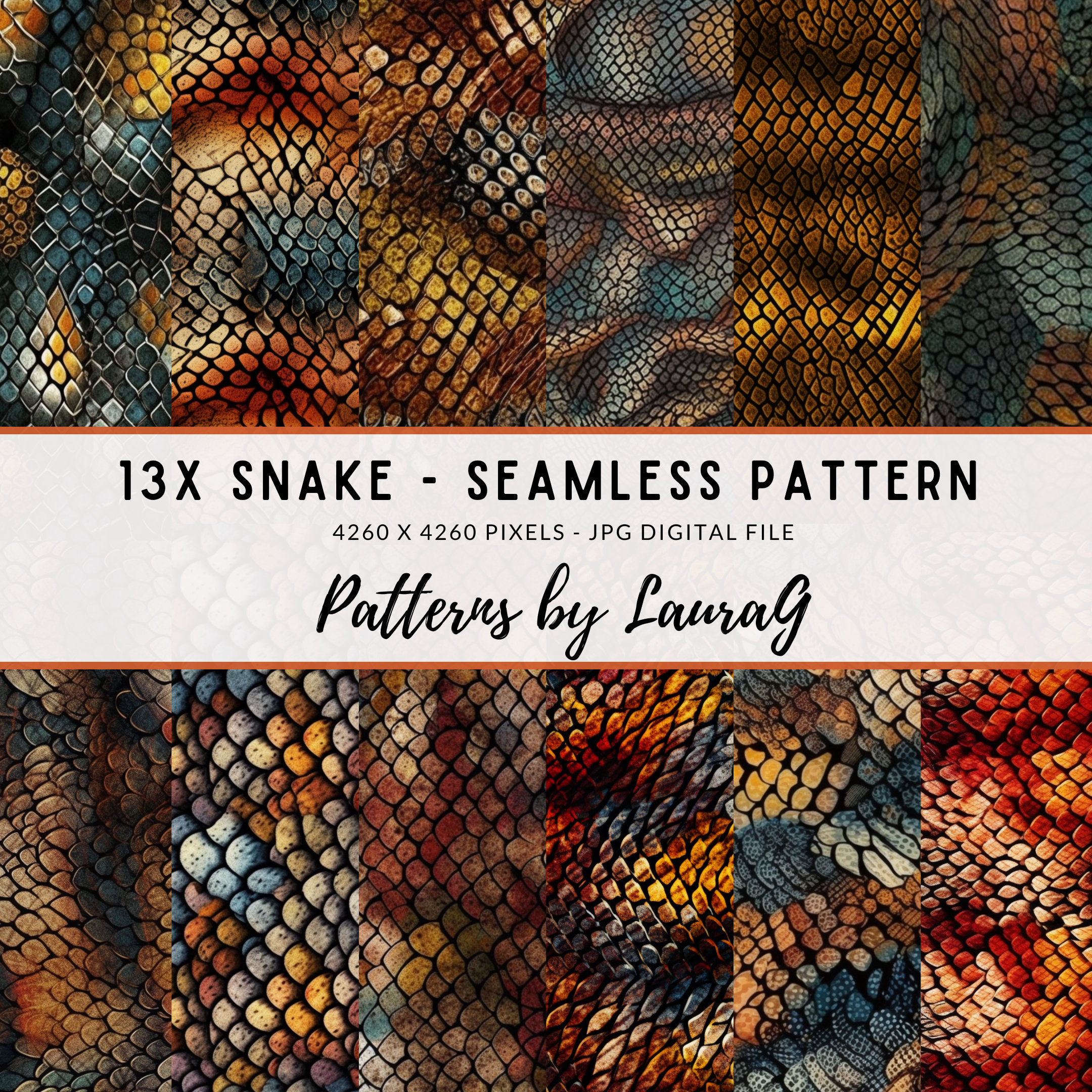 Snakeskin Seamless Pattern, Reptile Print, Animal Scales (digital ...