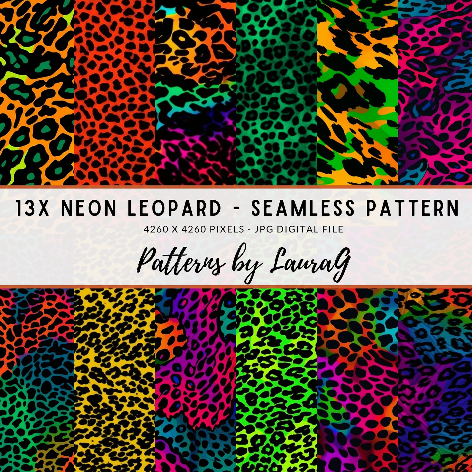 Seamless Pattern Leopard Neon, Animal Print Digital Paper, Neon Cheetah ...