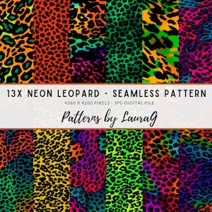 Seamless Pattern Leopard Neon, Animal Print Digital Paper, Neon Cheetah ...