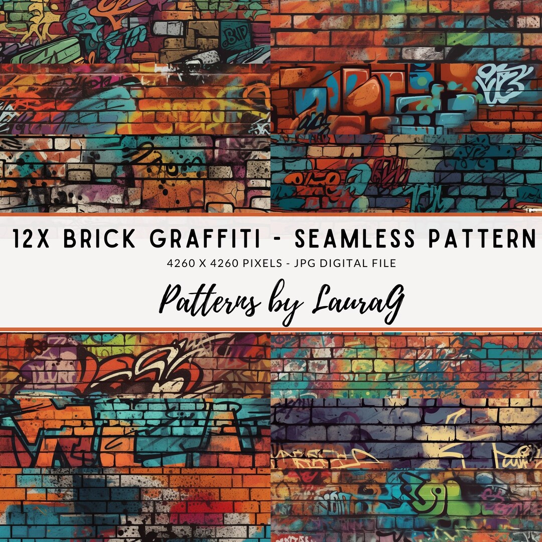 Seamless Pattern Brick Graffiti, Material Print Digital Paper, Art ...