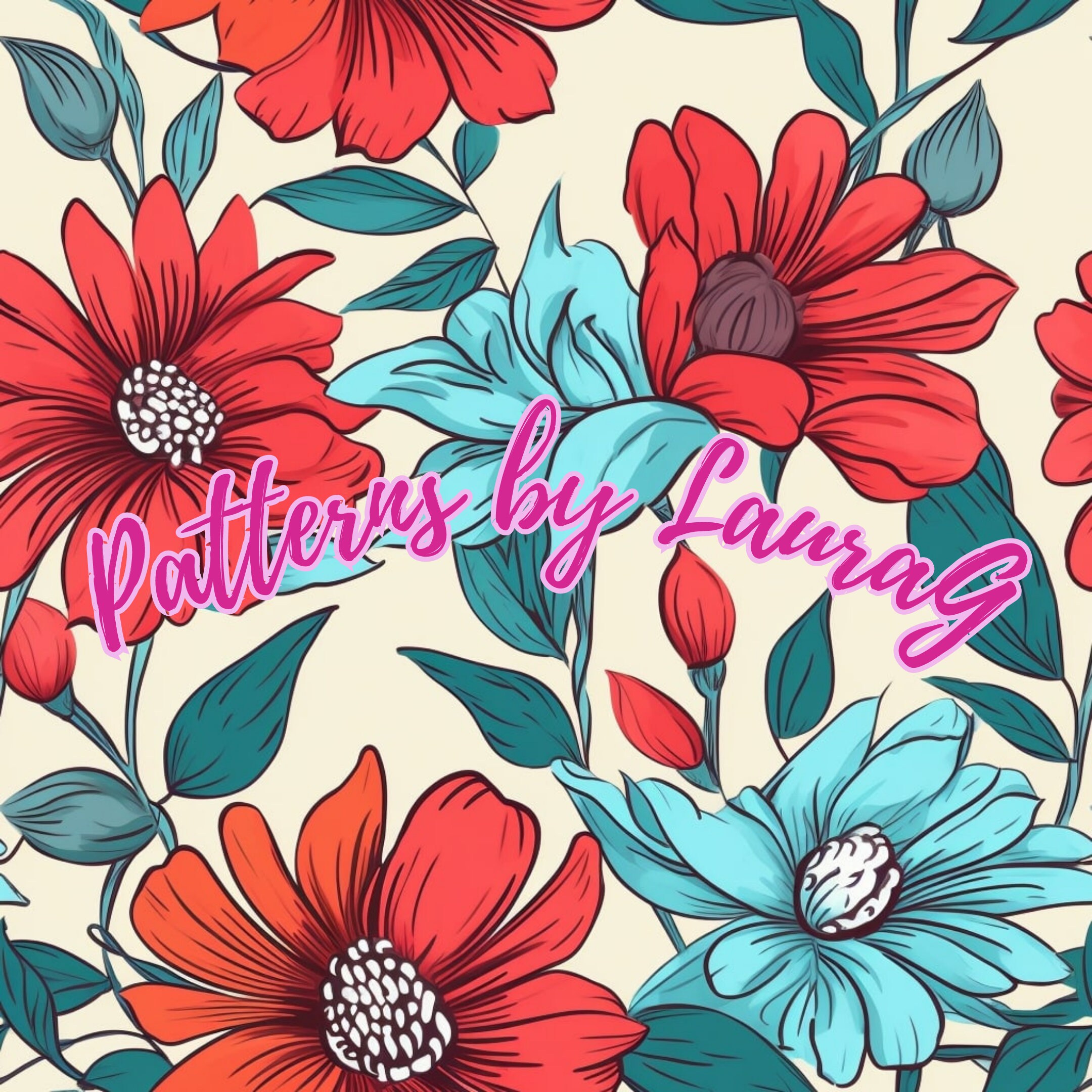 Drawn Floral Digital Paper, Seamless Pattern Flower Drawing, Nature ...