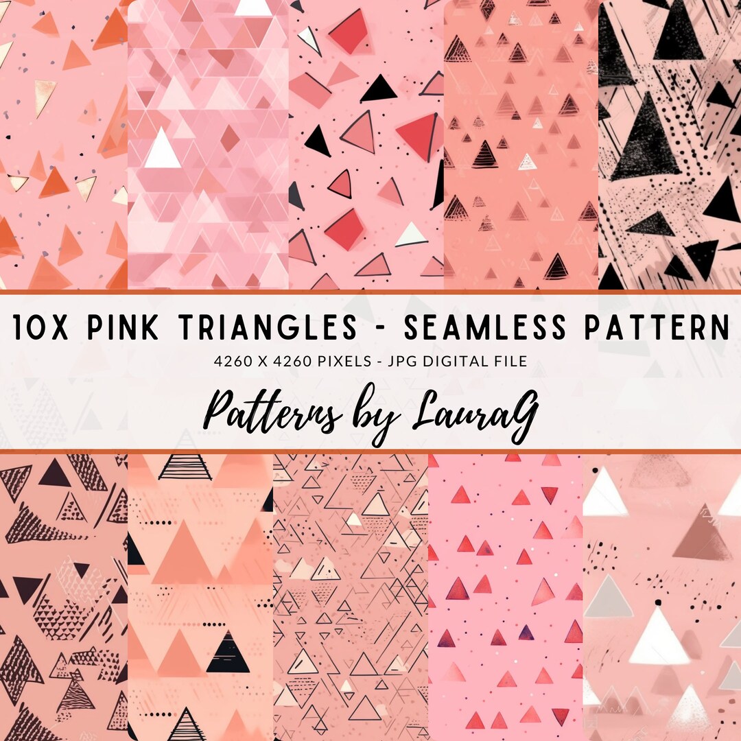 Seamless Pattern Pink Triangles, Pink Triangle Digital Paper, Kids ...