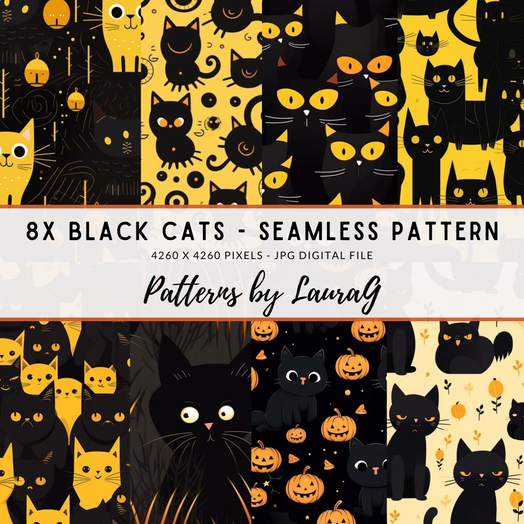 Black Cats Seamless Pattern, Halloween Wallpaper (digital Paper) - Etsy