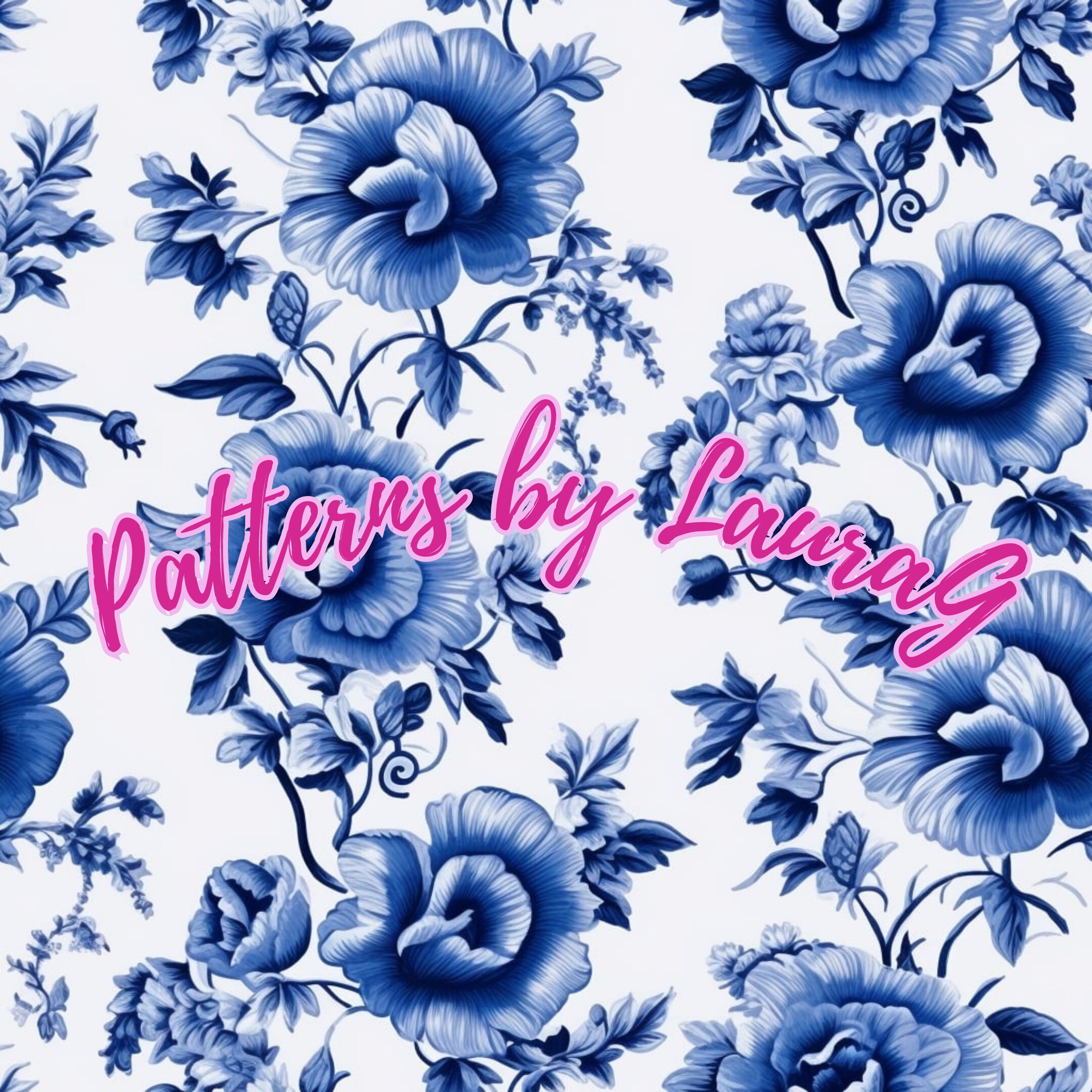 Delft Blue Floral Digital Paper, Seamless Pattern Dutch White, Flower ...