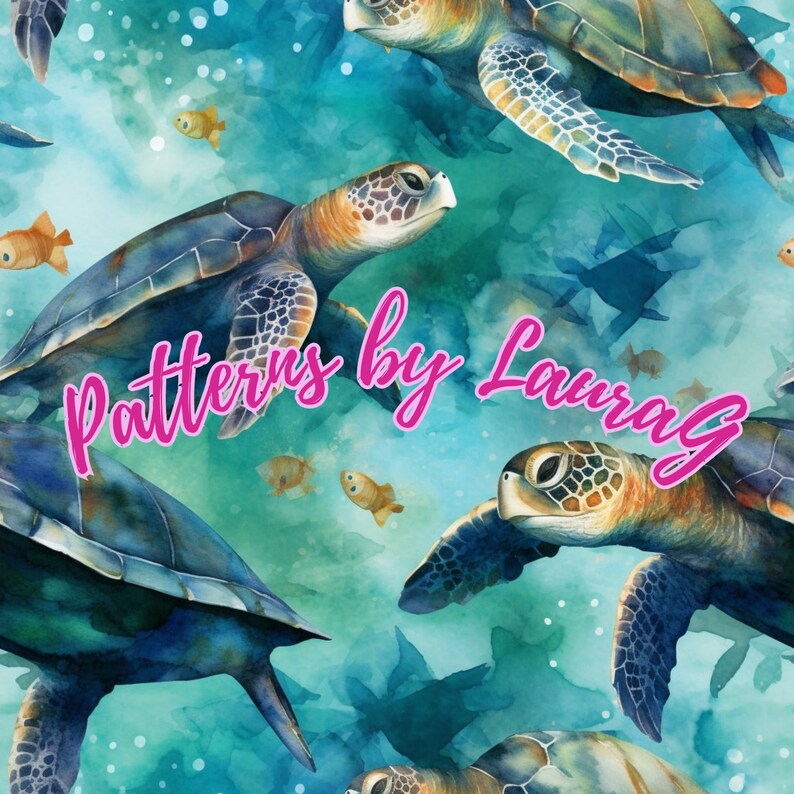Watercolor Sea Turtle Digital Paper, Seamless Pattern Seaturtles ...