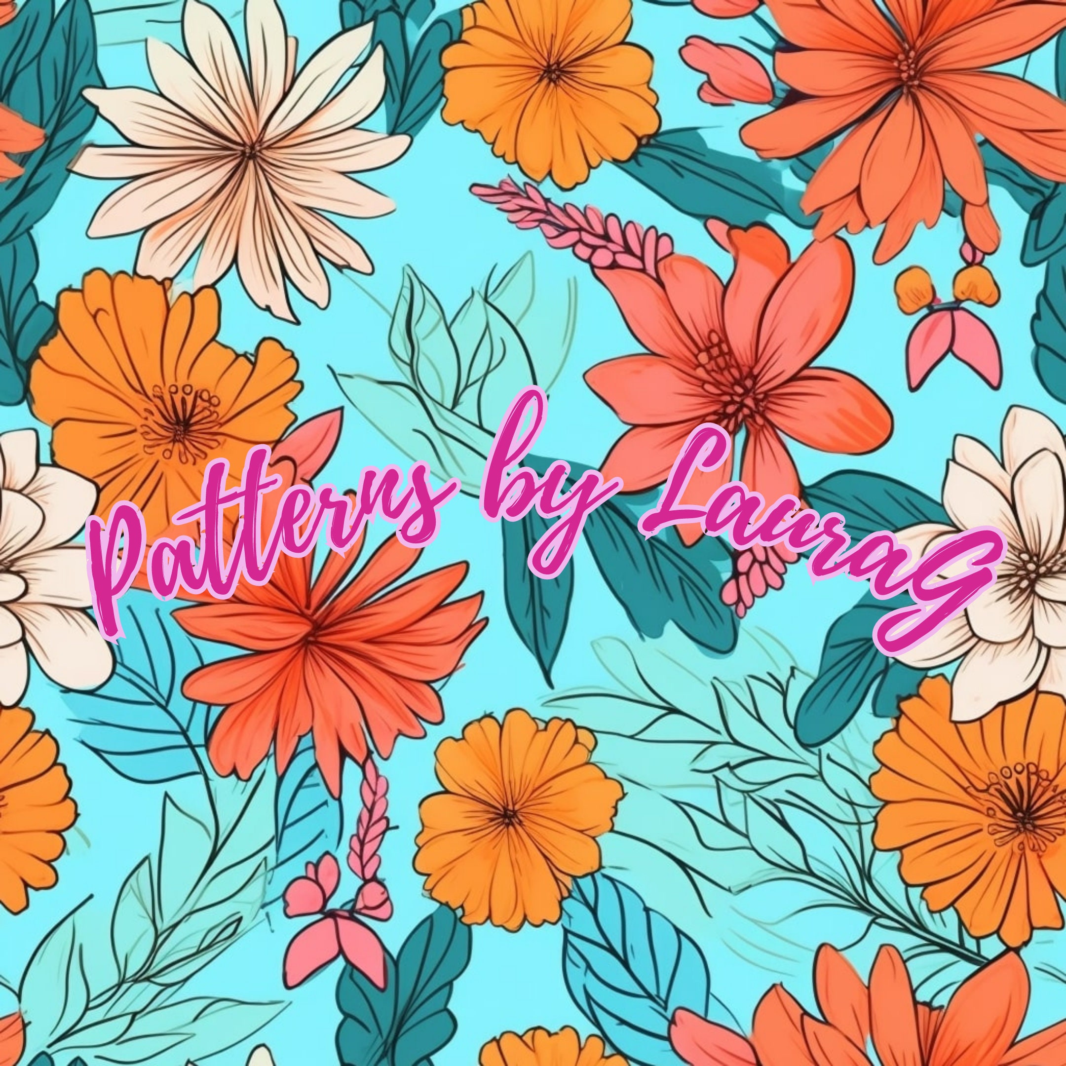 Drawn Floral Digital Paper, Seamless Pattern Flower Drawing, Nature ...