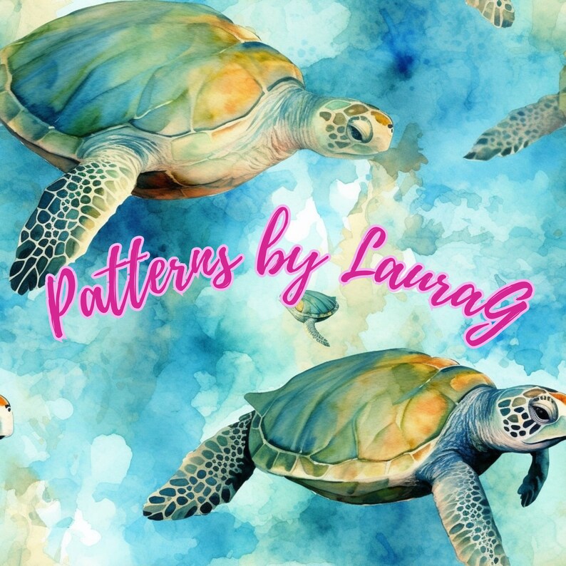 Watercolor Sea Turtle Digital Paper, Seamless Pattern Seaturtles ...