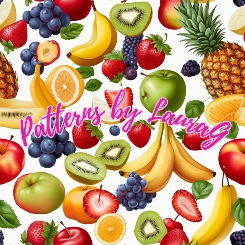 Seamless Pattern Fruit Realistic, Realistic Food Print Digital Paper ...