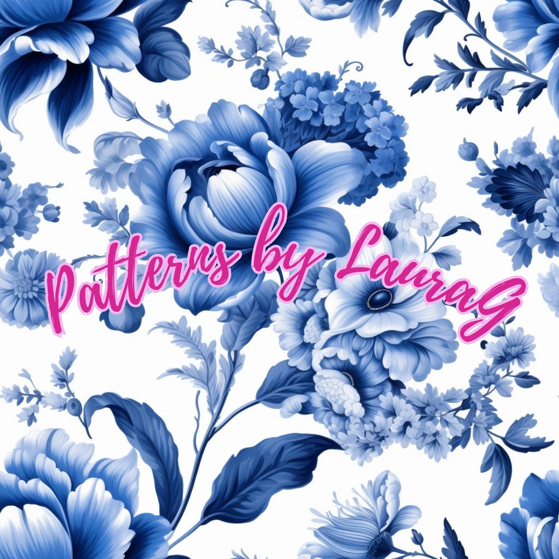 Delft Blue Floral Digital Paper, Seamless Pattern Dutch White, Flower ...