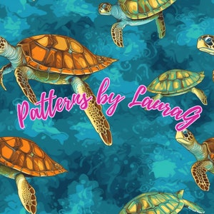 Seamless Pattern Seaturtle Painted, Sealife Digital Paper, Kids ...