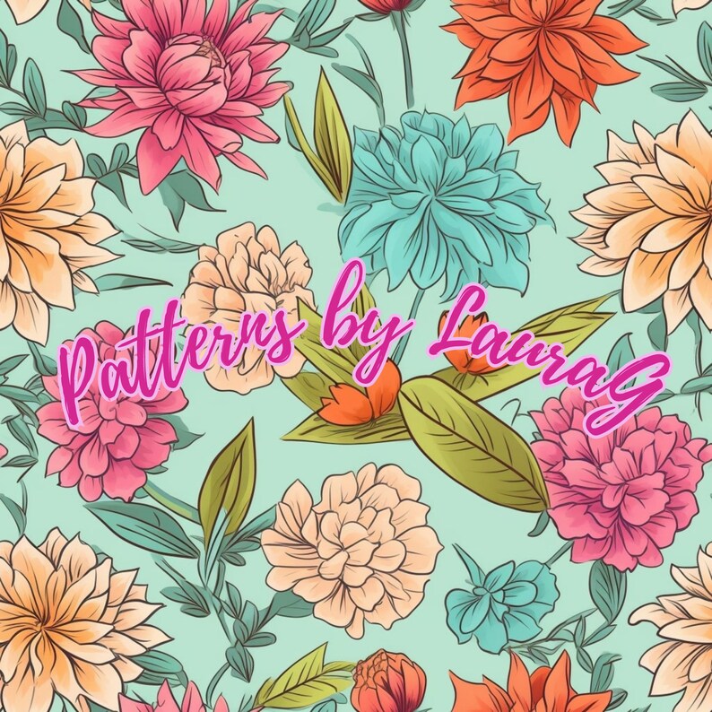 Drawn Floral Digital Paper, Seamless Pattern Flower Drawing, Nature ...
