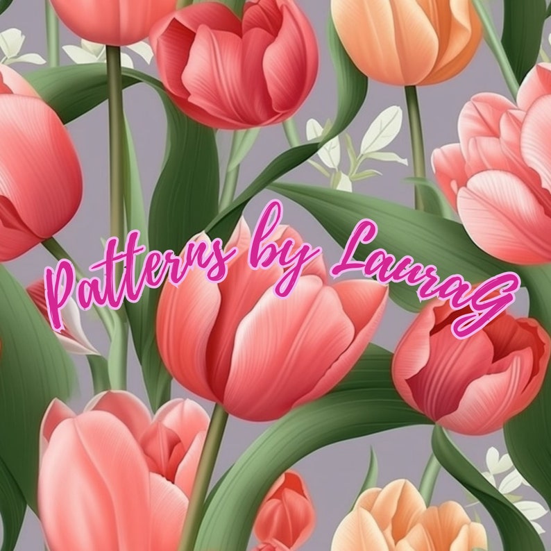 Seamless Pattern Realistic Tulips, Floral Print Digital Paper ...