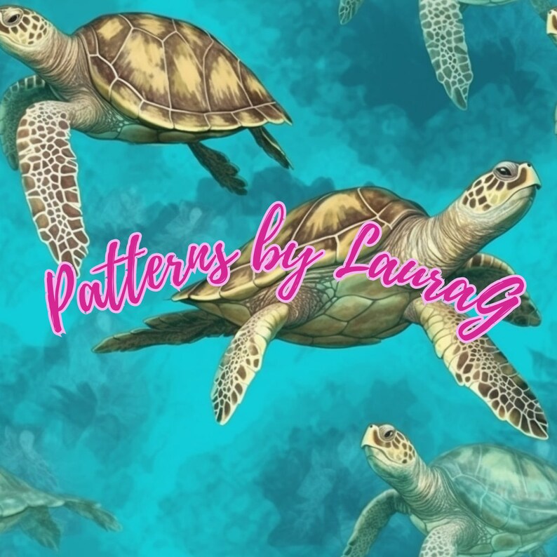 Sea Turtle Digital Paper, Seamless Pattern Tortoise Realistic, Animal ...
