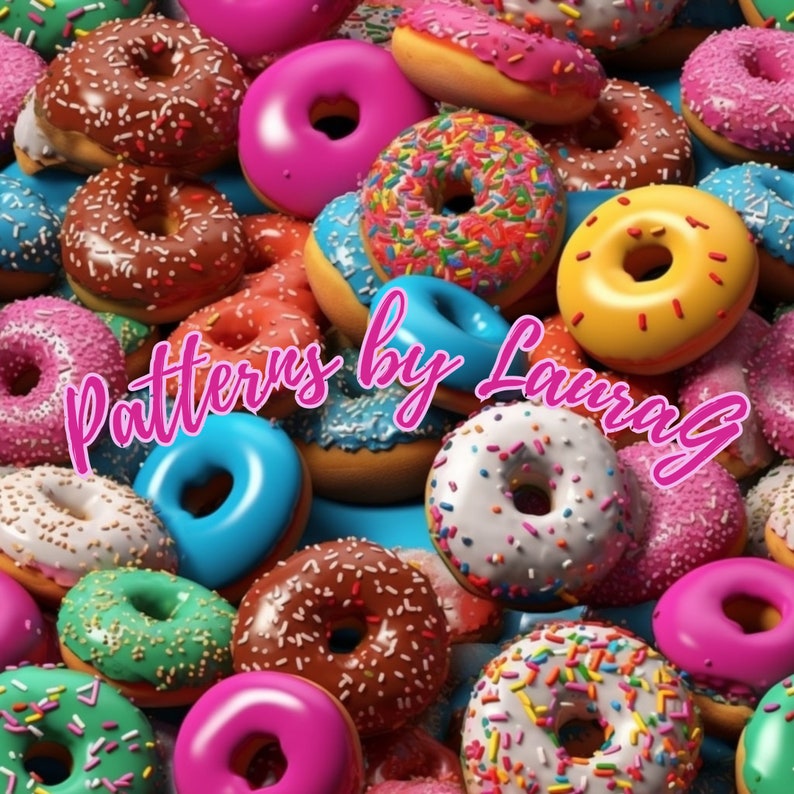 Realistic Donut Digital Paper, Seamless Pattern Donut Realistic, Donut ...