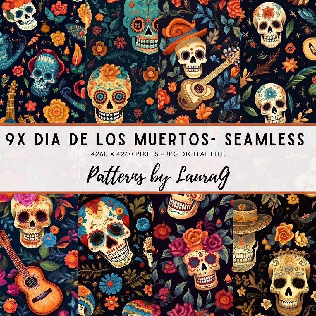 Dia De Los Muertos Digital Paper, Seamless Pattern Day of the Dead ...