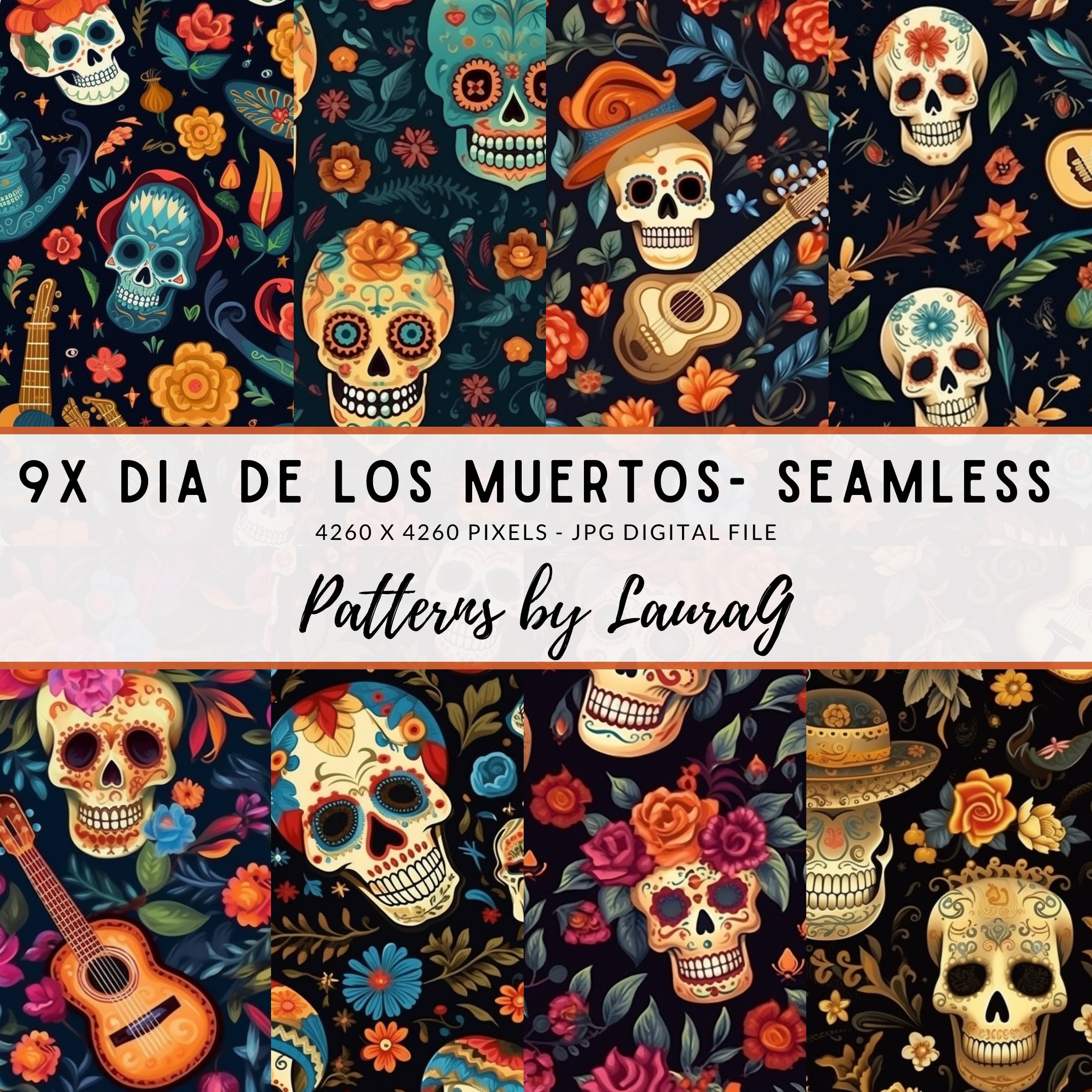 Dia De Los Muertos Digital Paper, Seamless Pattern Day of the Dead ...