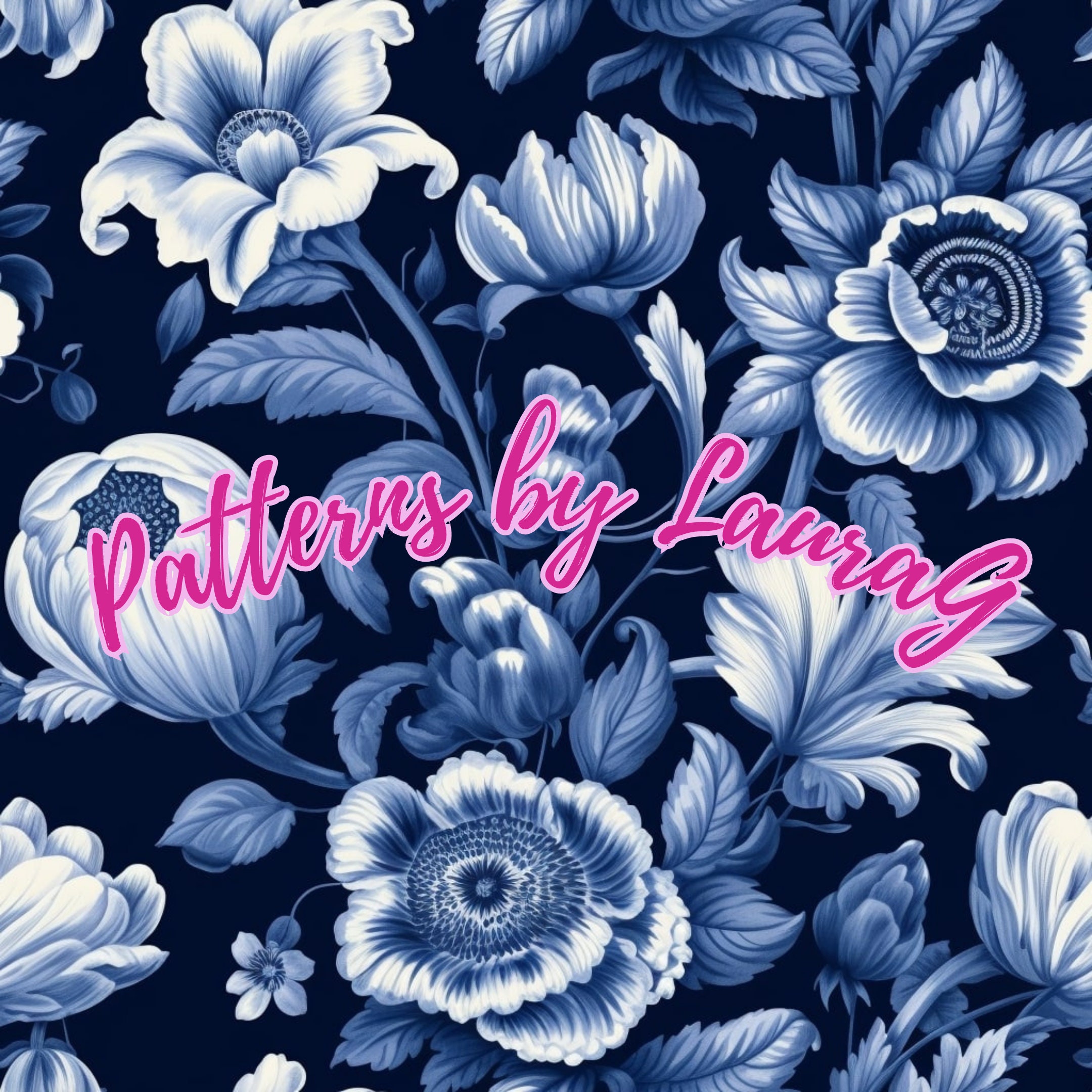 Delft Blue Floral Digital Paper, Seamless Pattern Dutch White, Flower ...