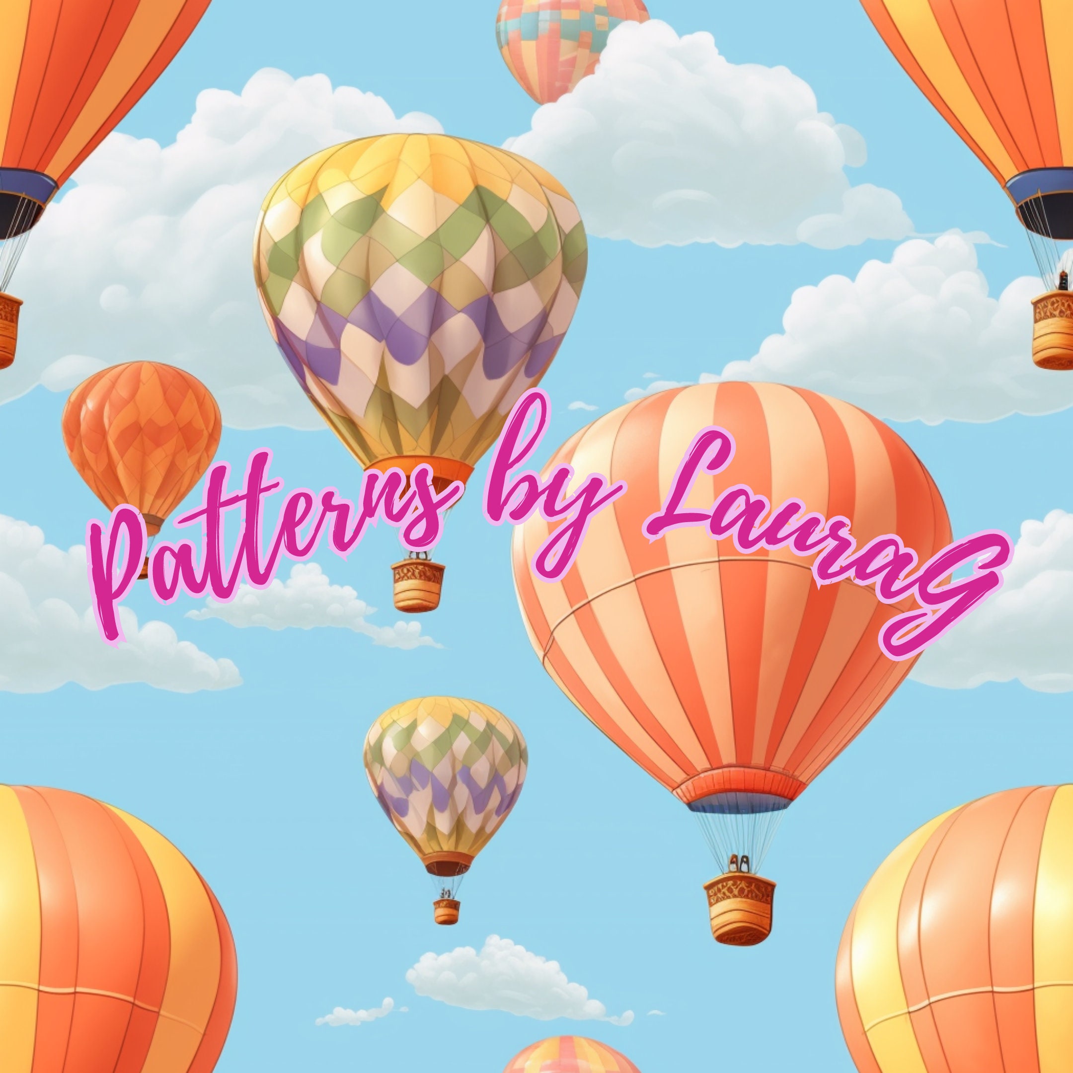 Realistic Hot Air Balloon Digital Paper, Seamless Pattern Flight, Air ...