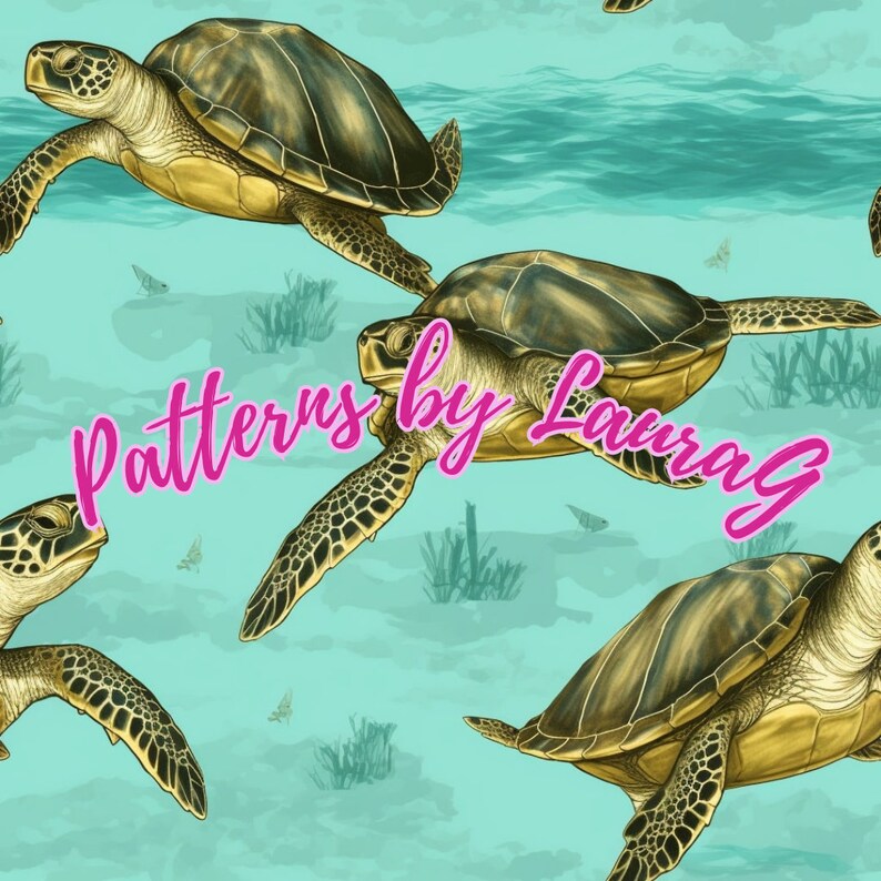 Sea Turtle Digital Paper, Seamless Pattern Tortoise Realistic, Animal ...