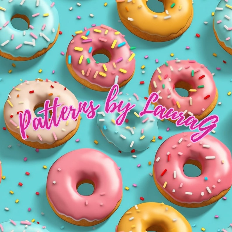 Realistic Donut Digital Paper, Seamless Pattern Donut Realistic, Donut ...