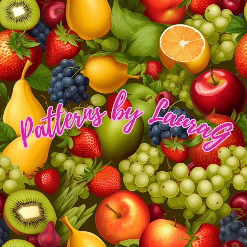 Realistic Fruit Seamless Pattern, Food Print Digital Paper (digital ...