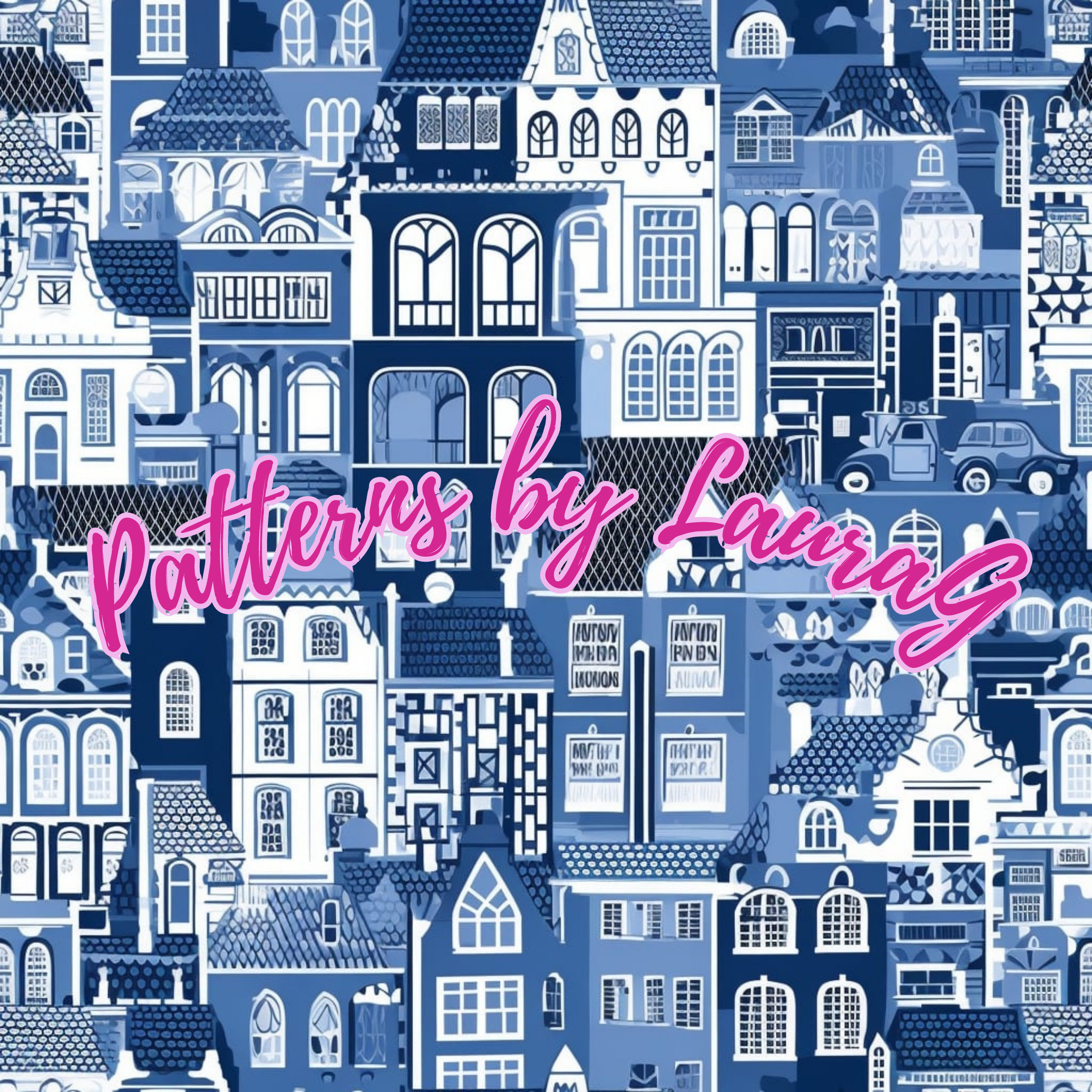 Seamless Pattern Delft Blue Houses, Amsterdam Print Digital Paper ...