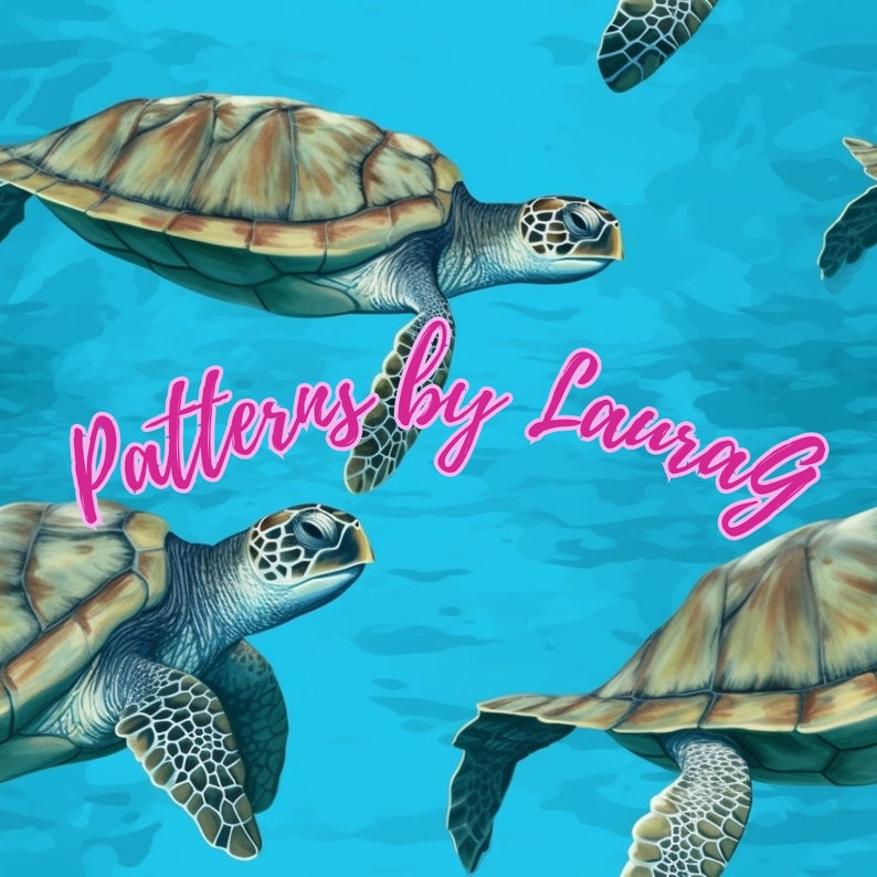 Sea Turtle Digital Paper, Seamless Pattern Tortoise Realistic, Animal ...