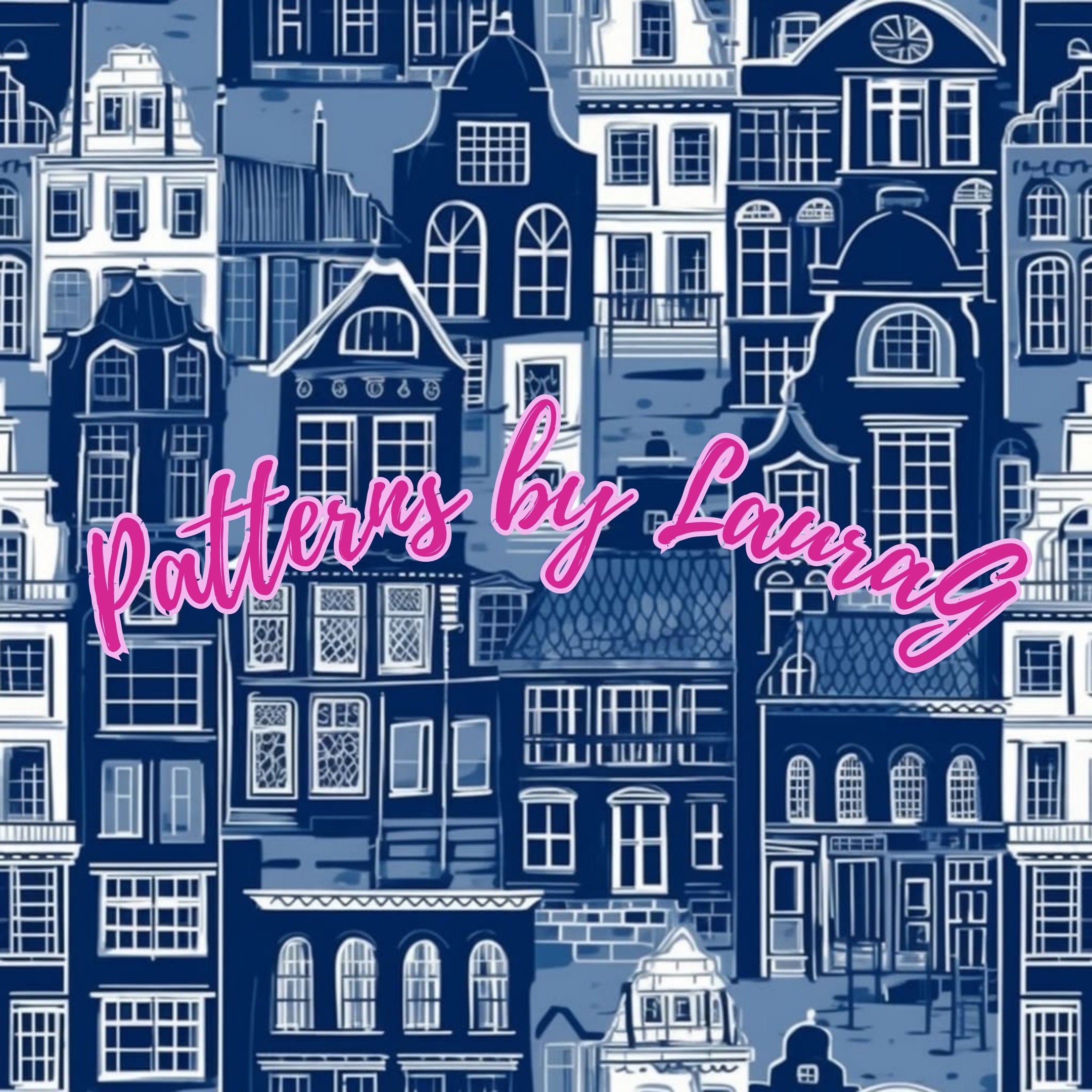 Seamless Pattern Delft Blue Houses, Amsterdam Print Digital Paper ...