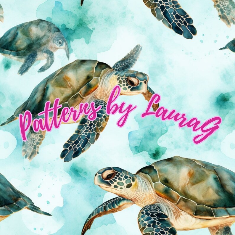 Watercolor Sea Turtle Digital Paper, Seamless Pattern Seaturtles ...