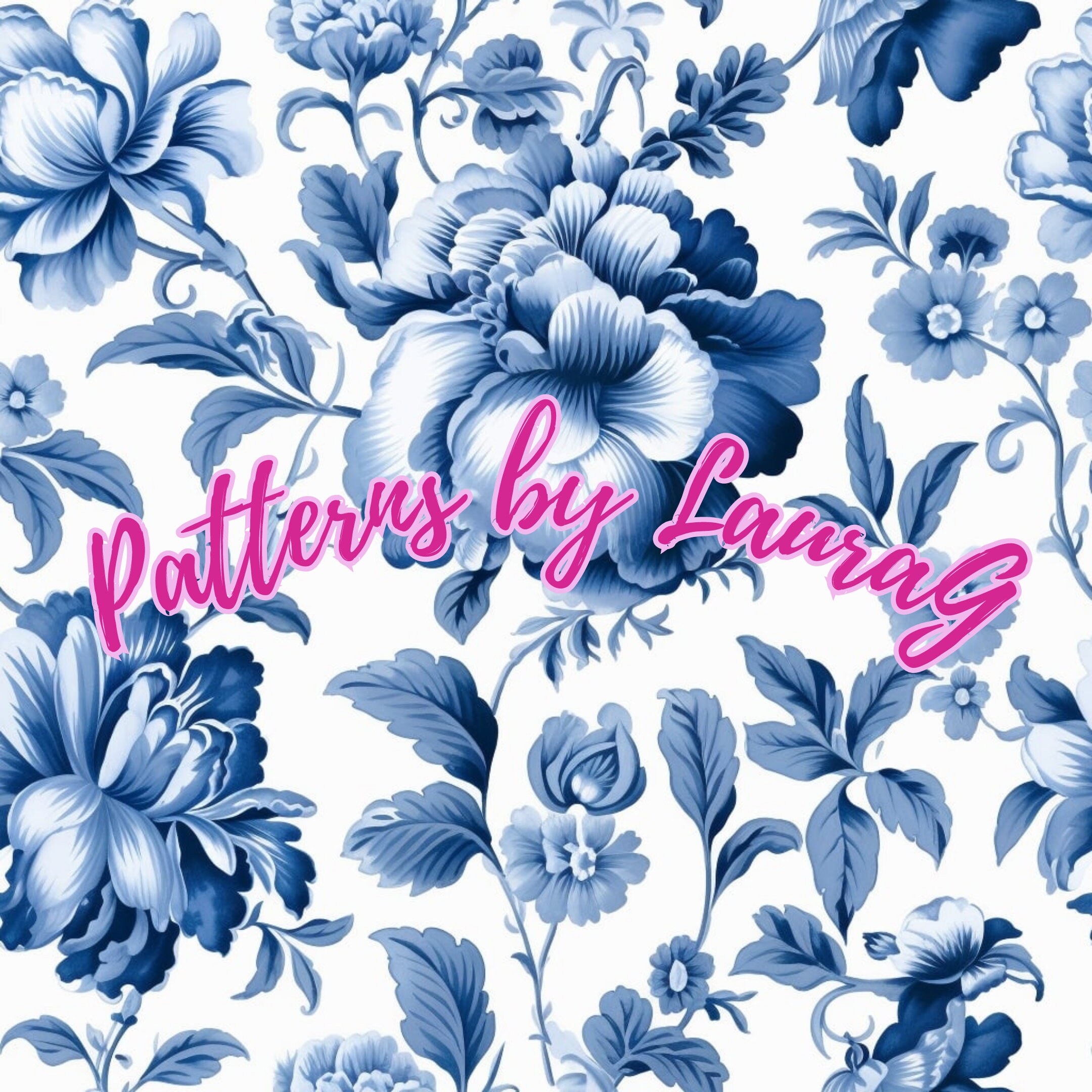 Delft Blue Floral Digital Paper, Seamless Pattern Dutch White, Flower ...