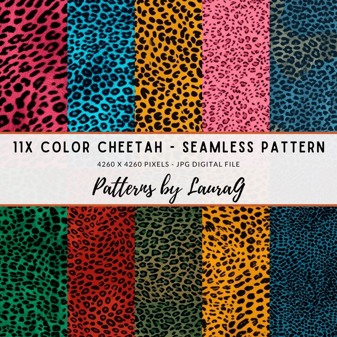 Colorful Cheetah Print Seamless Pattern, Animal Print Digital Paper ...