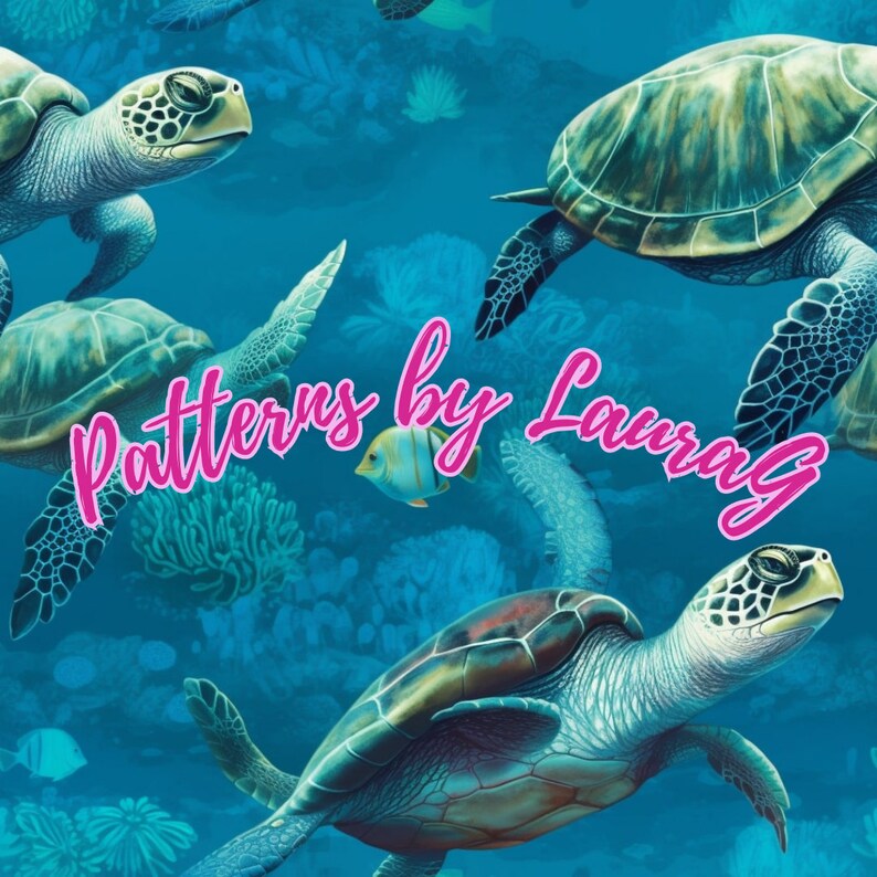 Sea Turtle Digital Paper, Seamless Pattern Tortoise Realistic, Animal ...